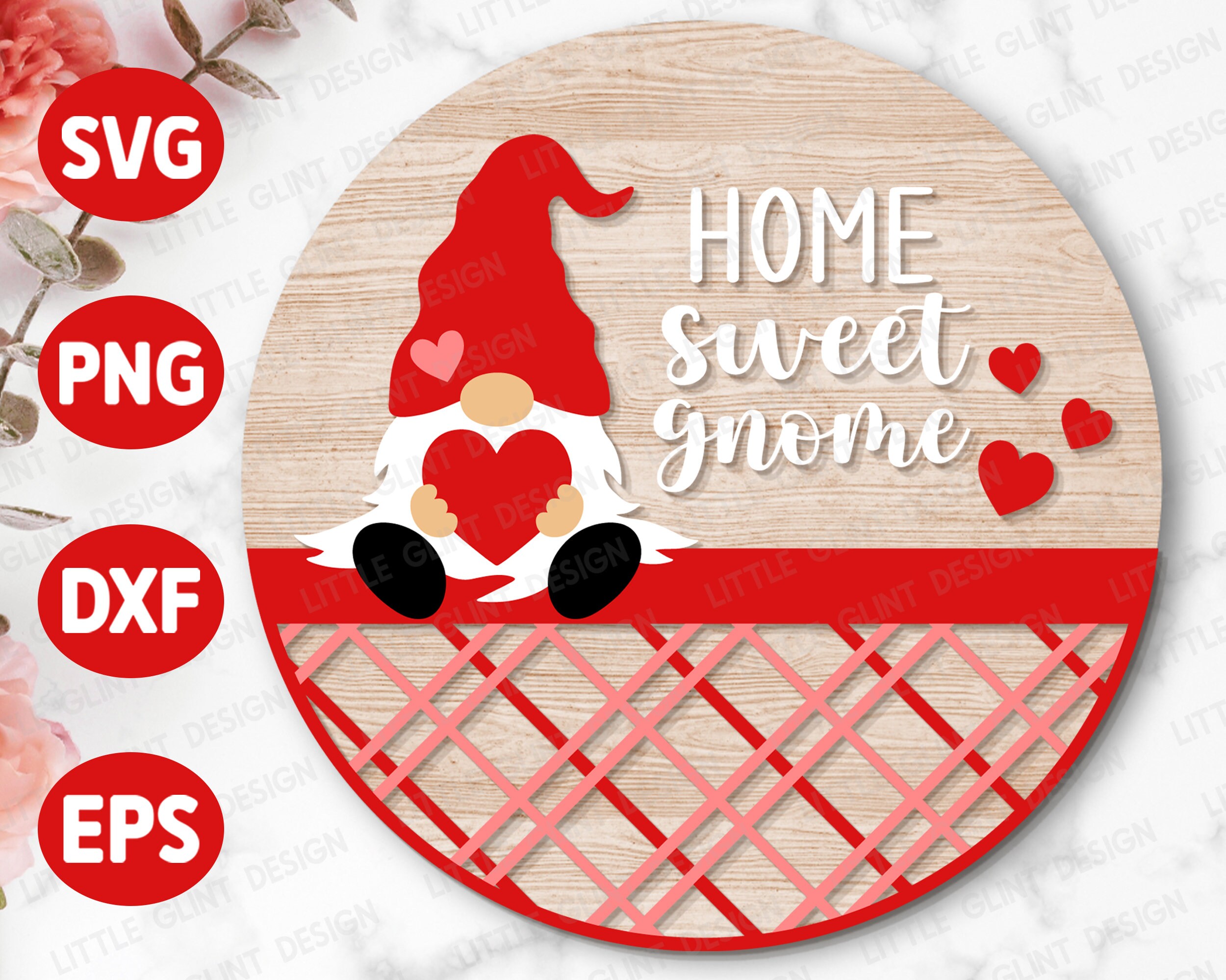 Valentine Welcome Sign, Door Hanger SVG, Valentines Gnome Svg, Home ...