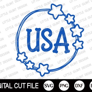 4th of July Monogram Svg, Star Frame, American Flag Svg, Independence ...