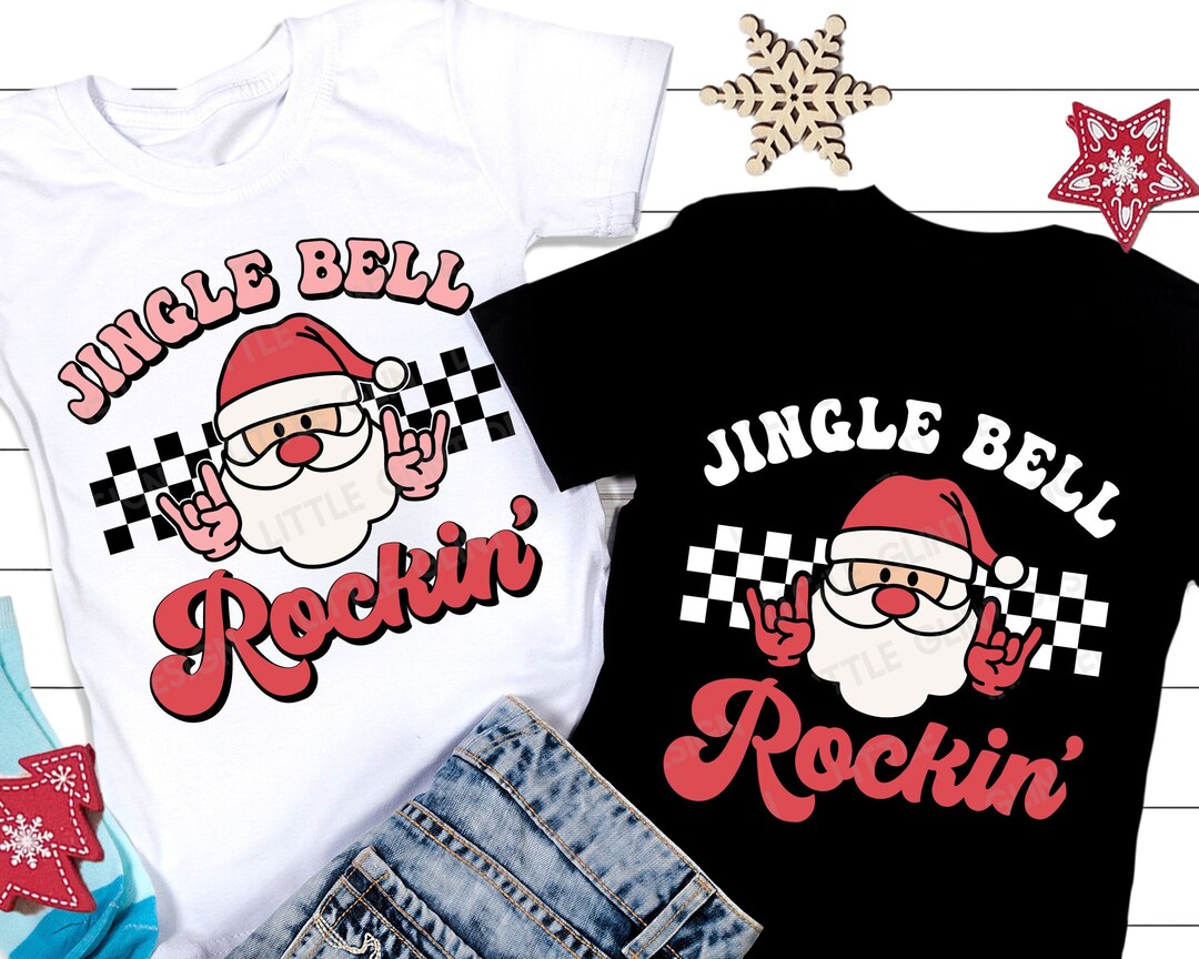 Jingle Bell Rockin' SVG, Retro Christmas Svg, Santa Peace Png, Holiday ...
