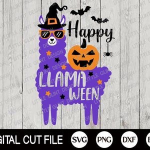 Happy Llamaween Svg, Halloween Svg, Witch Llama, Spooky Svg, Halloween ...