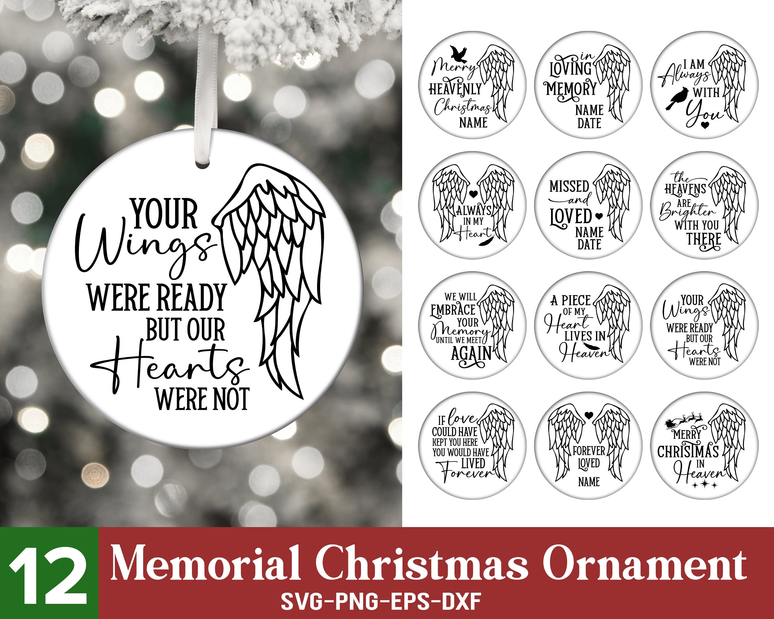 Memorial Christmas Ornament SVG Bundle, Christmas Svg, Remembrance ...