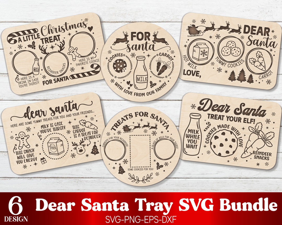 Dear Santa Christmas Tray SVG Bundle, Christmas Svg, Santa Tray Svg ...