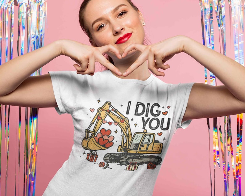 I Dig You PNG, Valentine Boy PNG, Kids Valentine Png, Excavator Png ...