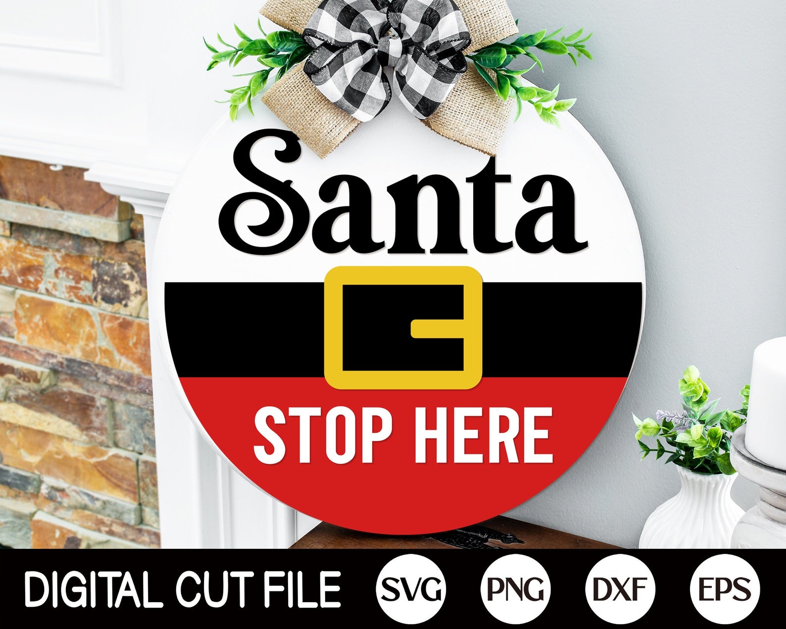 Santa Stop Here Welcome Sign SVG, Christmas Door Hanger SVG, Santa Svg ...