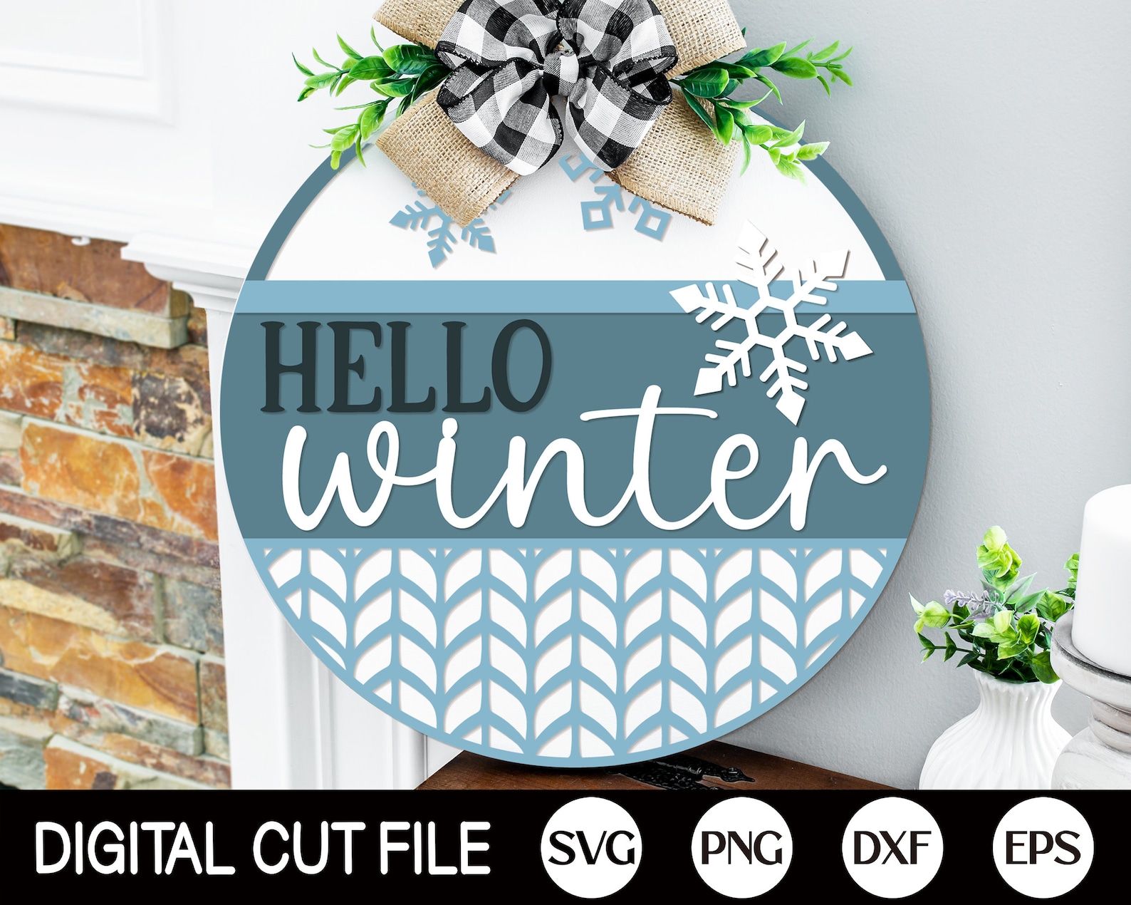 Hello Winter Door Hanger SVG Christmas Welcome Sign SVG - Etsy