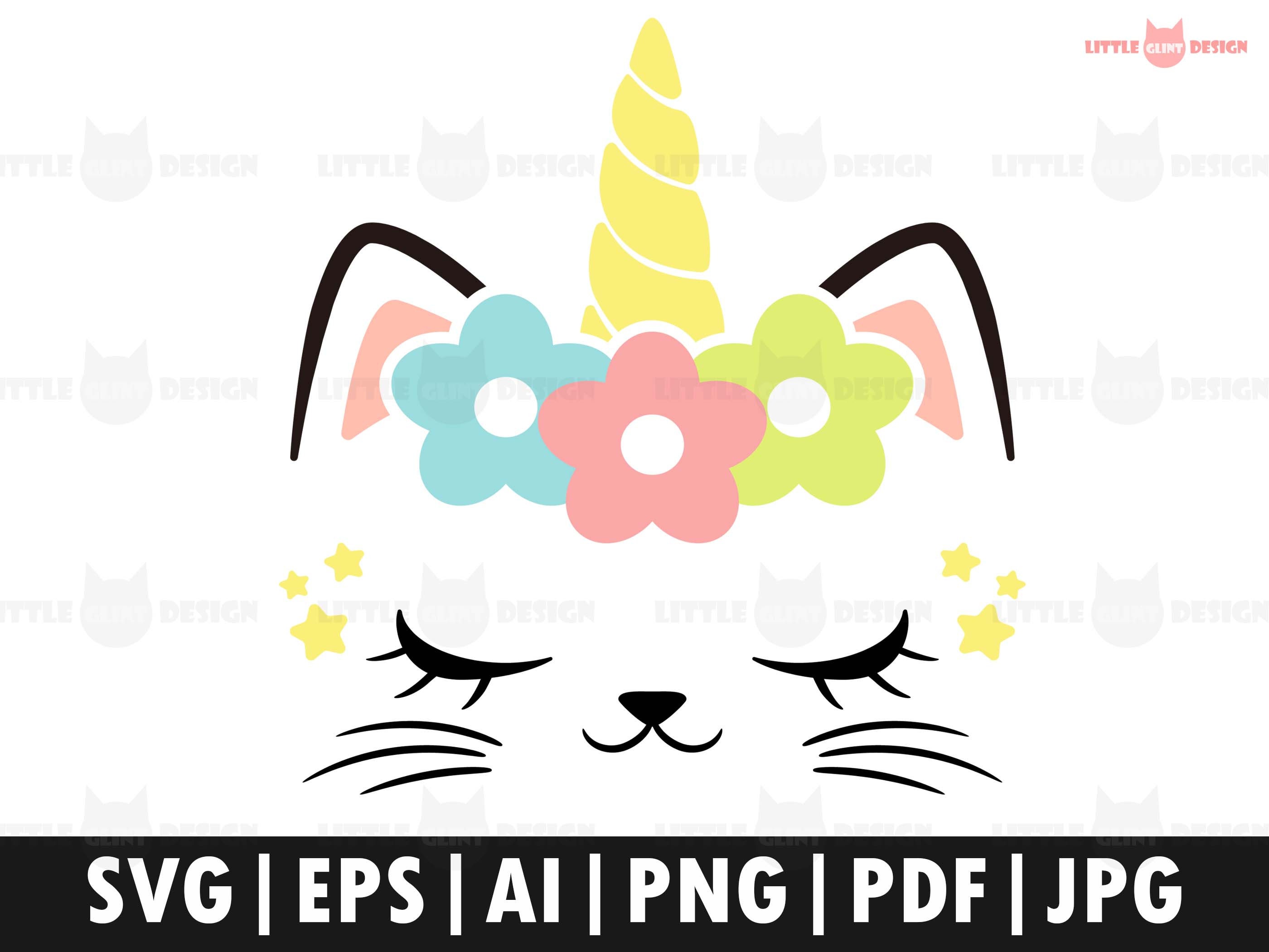Cat Unicorn SVG Unicorn Clipart Cat Face Clipart Printable | Etsy