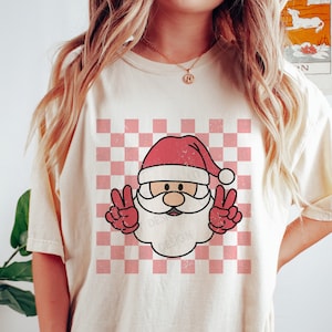 Checkered Peace Santa SVG, Retro Christmas Svg, Christmas Santa Png ...