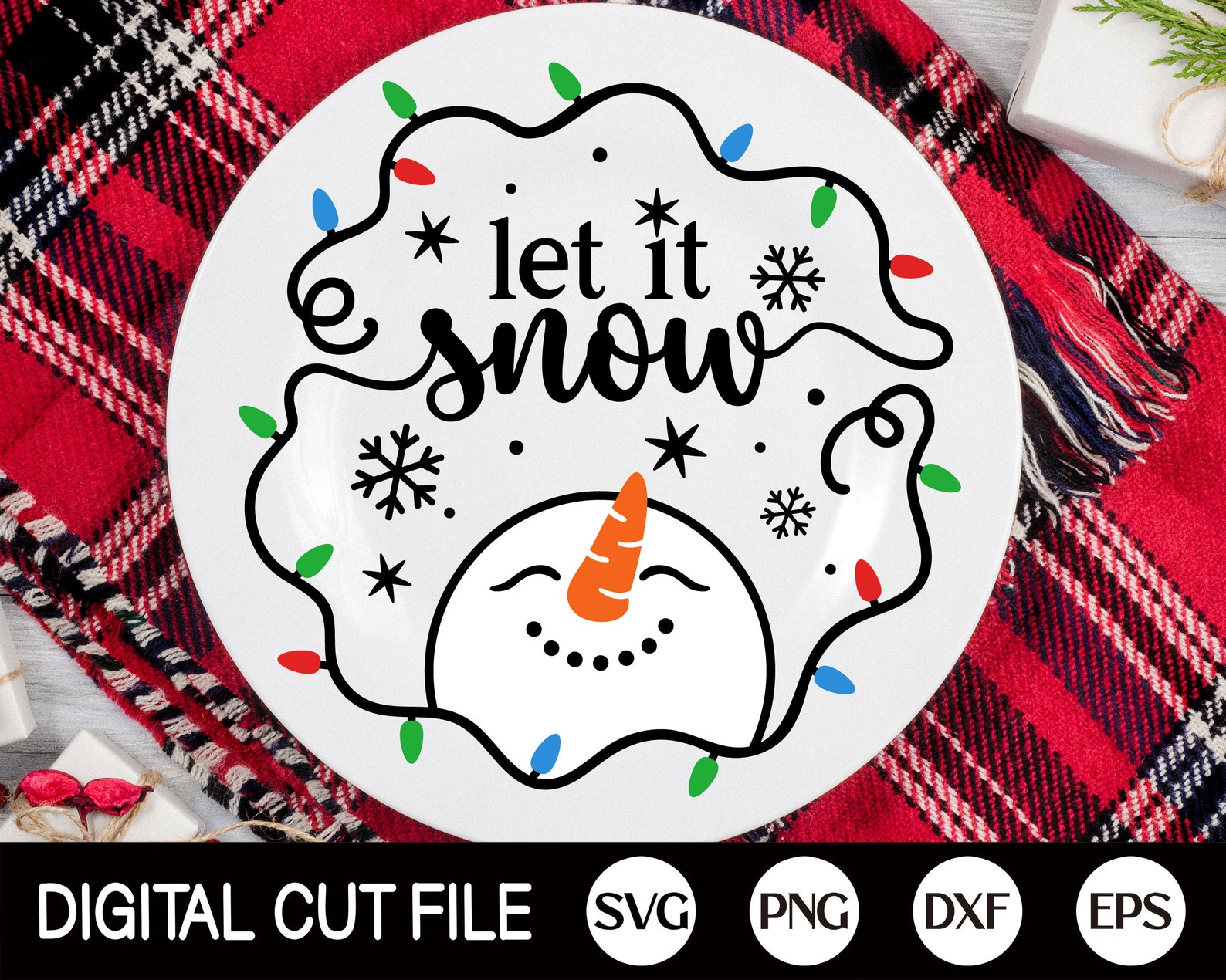 Let It Snow SVG Christmas Ornament Svg Round Sign Svg - Etsy
