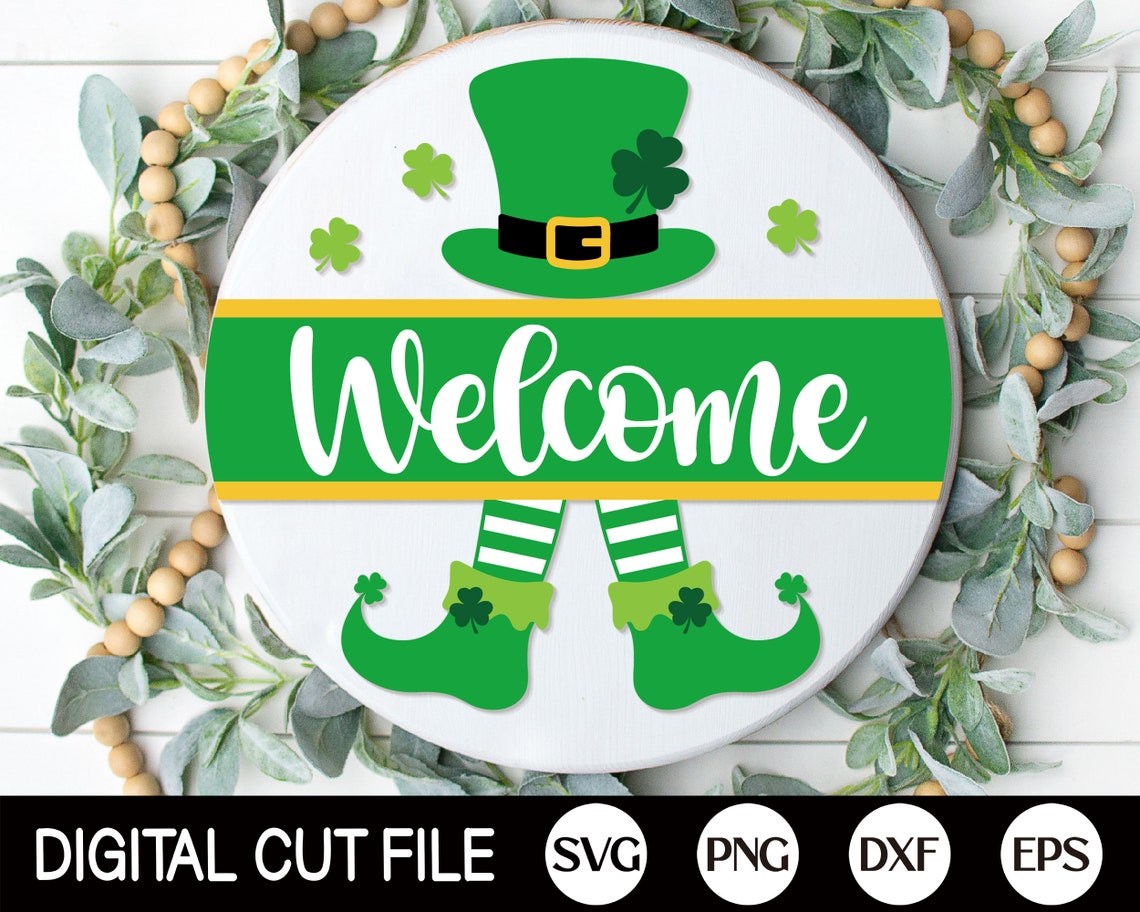 St Patricks Day Welcome Sign Bundle, Door Hanger SVG, St Patrick ...