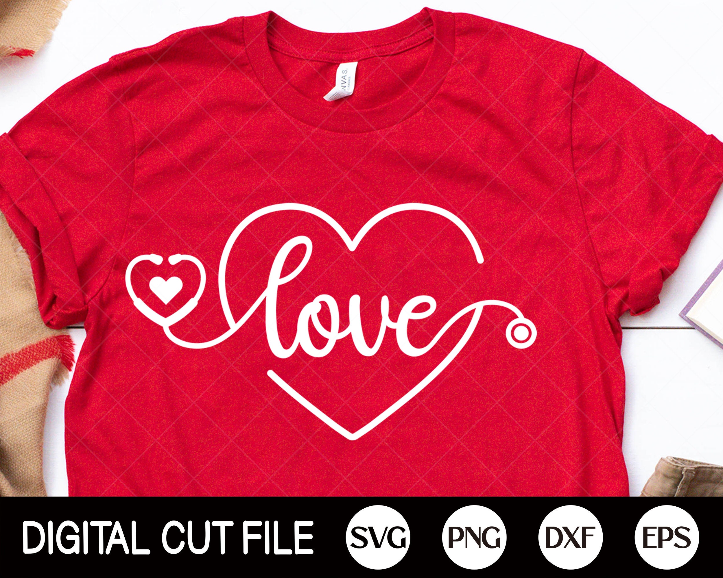 Valentines Hearts SVG Stethoscope Svg Valentines Day Svg - Etsy