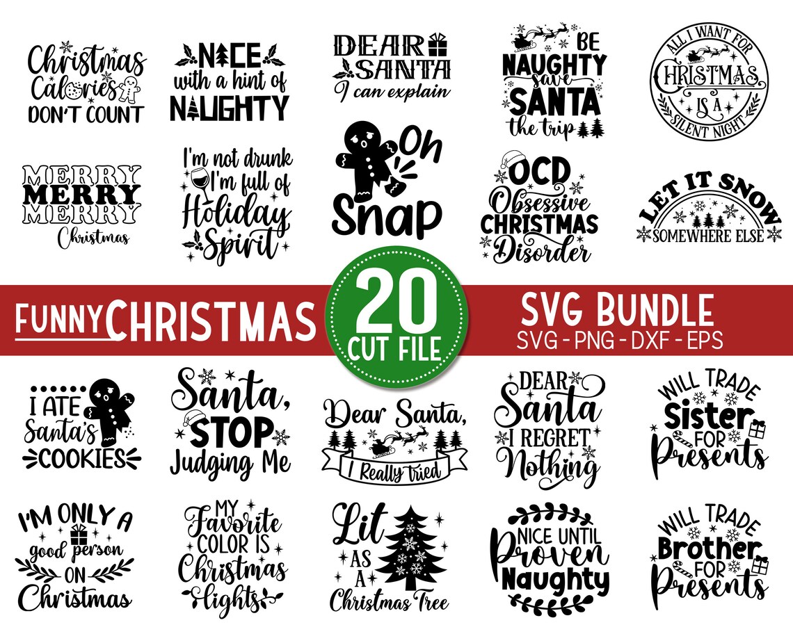 Naughty Christmas SVG Bundle Funny Christmas Cut File Silly - Etsy