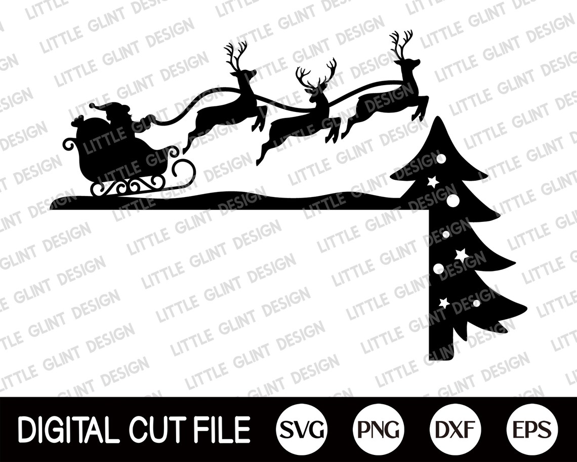 Christmas Door Corner Svg Christmas Svg Santa Sleigh Svg - Etsy