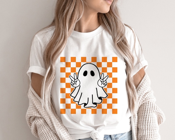 Checkered Peace Ghost SVG Halloween Svg Cute Ghost Spooky - Etsy