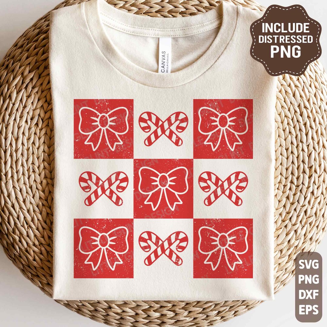 Retro Checkered Candy Cane SVG PNG, Coquette Christmas Candy Cane Png ...