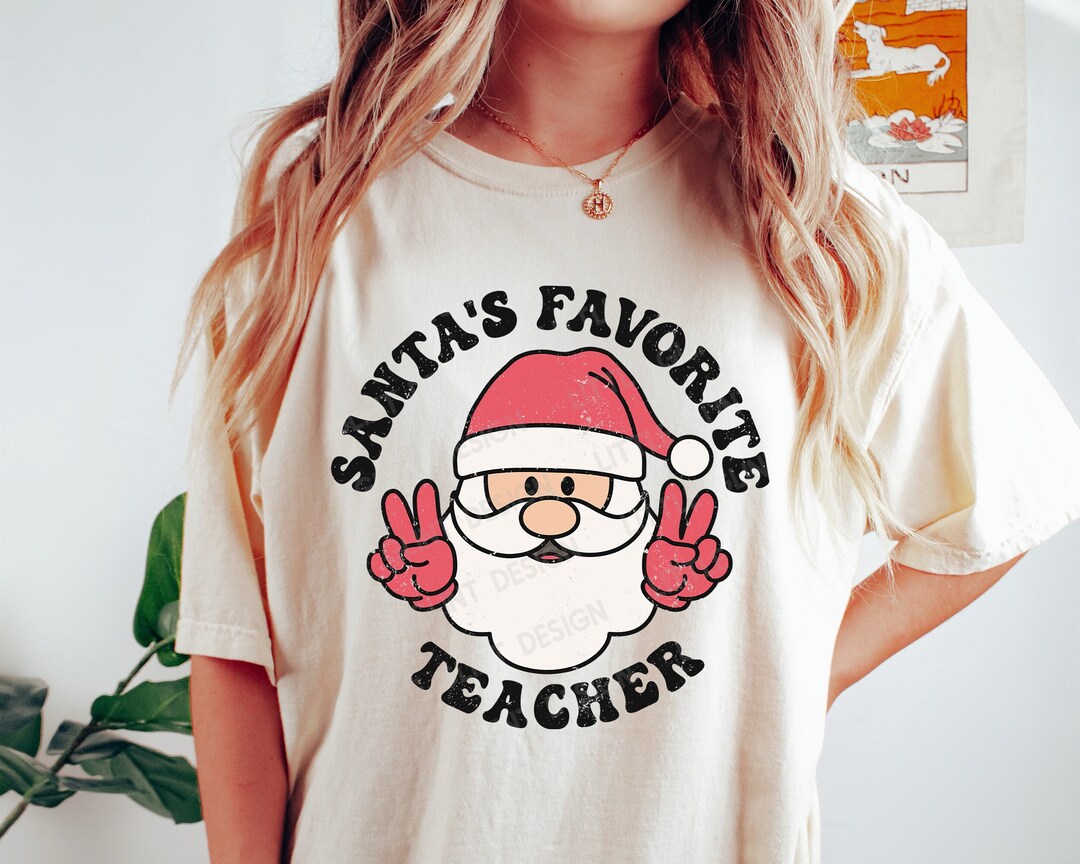 Santa's Favorite Teacher SVG, Christmas Santa Svg, Retro Christmas Svg ...