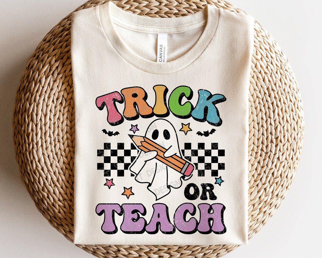 Trick or Teach SVG, Halloween Teacher Svg, Teacher Gift, Retro ...