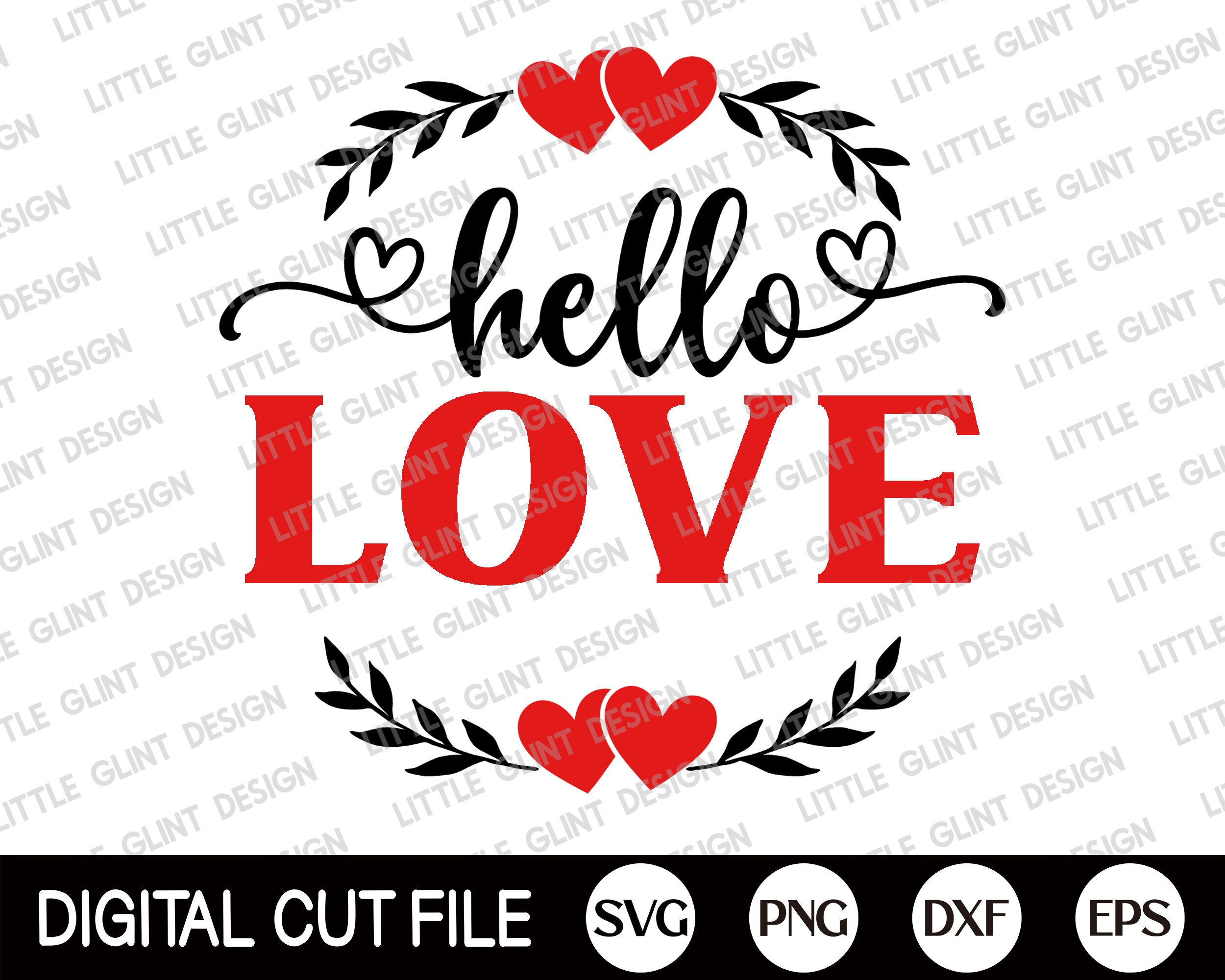 Valentine Door Hanger SVG Hello Love Svg Valentines Day Svg | Etsy