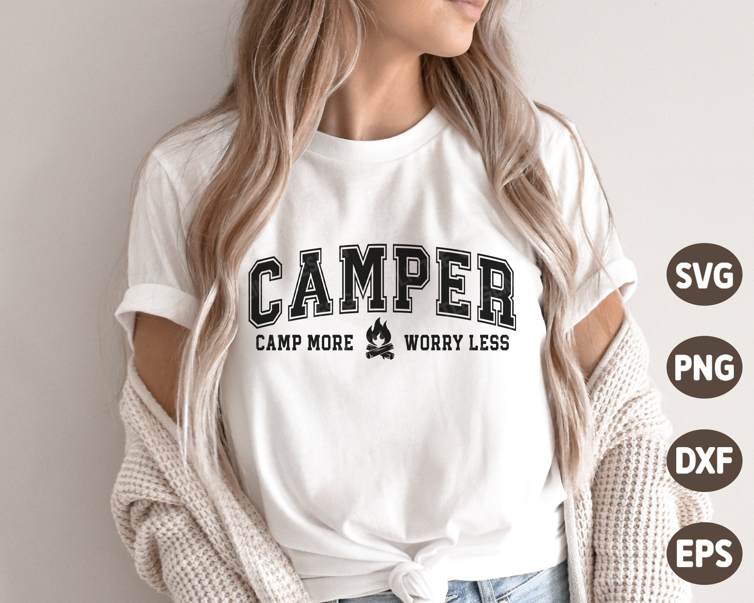 Camper SVG, Camp More Worry Less SVG, Camping Svg, Vacation Quote Svg ...