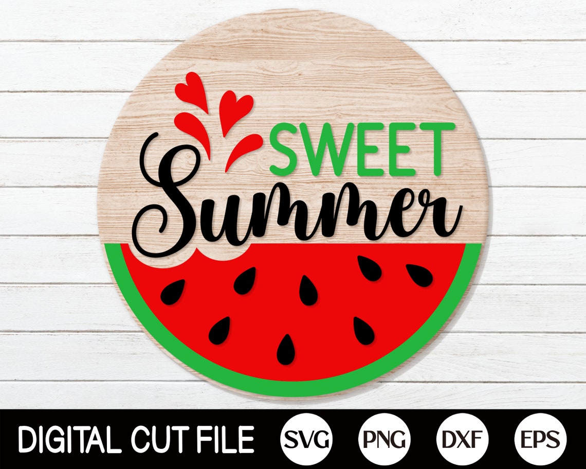 Sweet Summer Welcome Sign, Round Door Hanger SVG, Summer Sign Svg ...