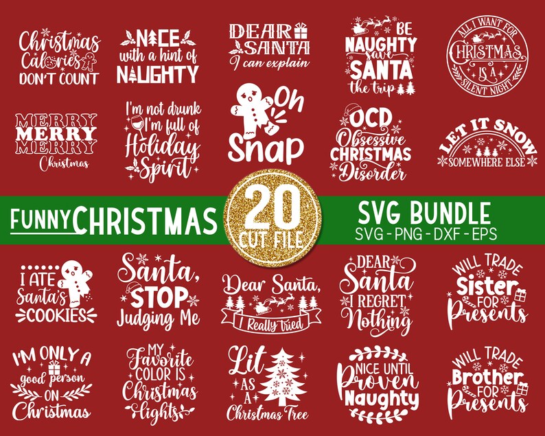 Naughty Christmas SVG Bundle, Funny Christmas Cut File, Silly Christmas ...