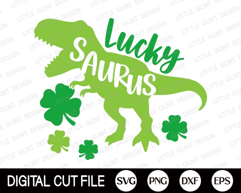 St Patrick's Day Svg Shamrock Svg Dinosaur Svg Clover - Etsy