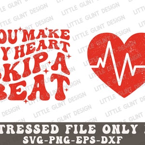 You Make My Heart Skip A Beat SVG Bundle, Retro Valentine SVG, Love ...