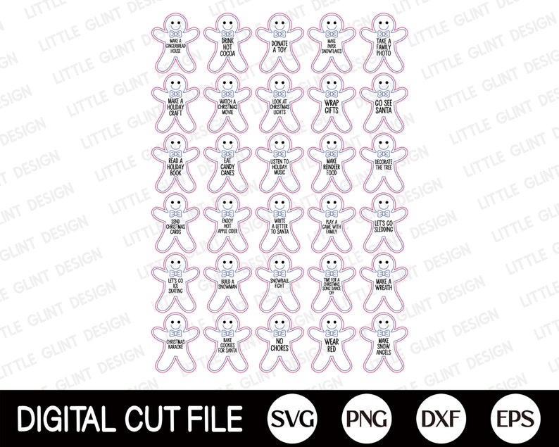 30 Christmas Gingerbread Tokens Svg, Christmas Bucket List Tokens SVG ...