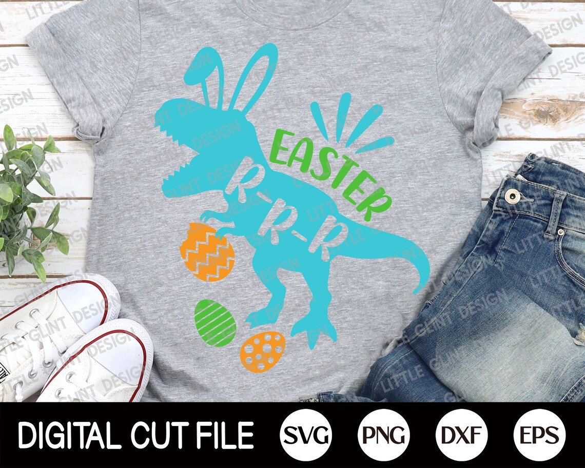 Easter Dinosaur Svg T-rex Bunny Svg Happy Easter Cut File - Etsy