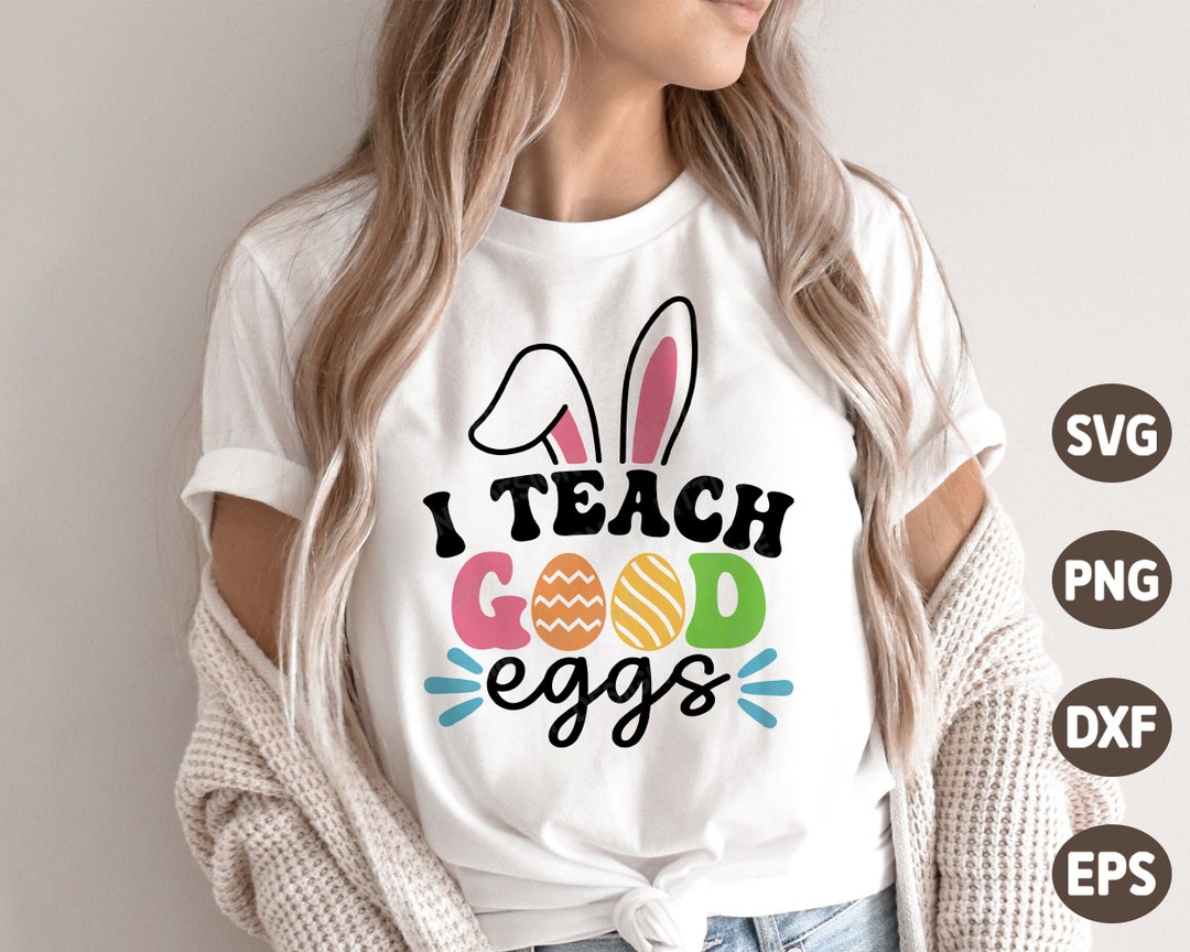 I Teach Good Eggs SVG, Easter Teacher SVG, Retro Easter Gift, Teacher ...