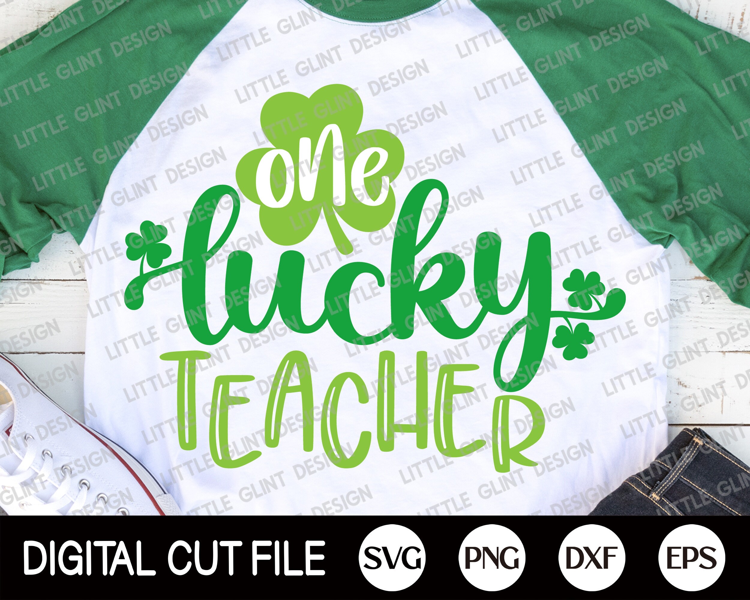 St Patricks Day Svg One Lucky Teacher Shamrock Svg Clover | Etsy