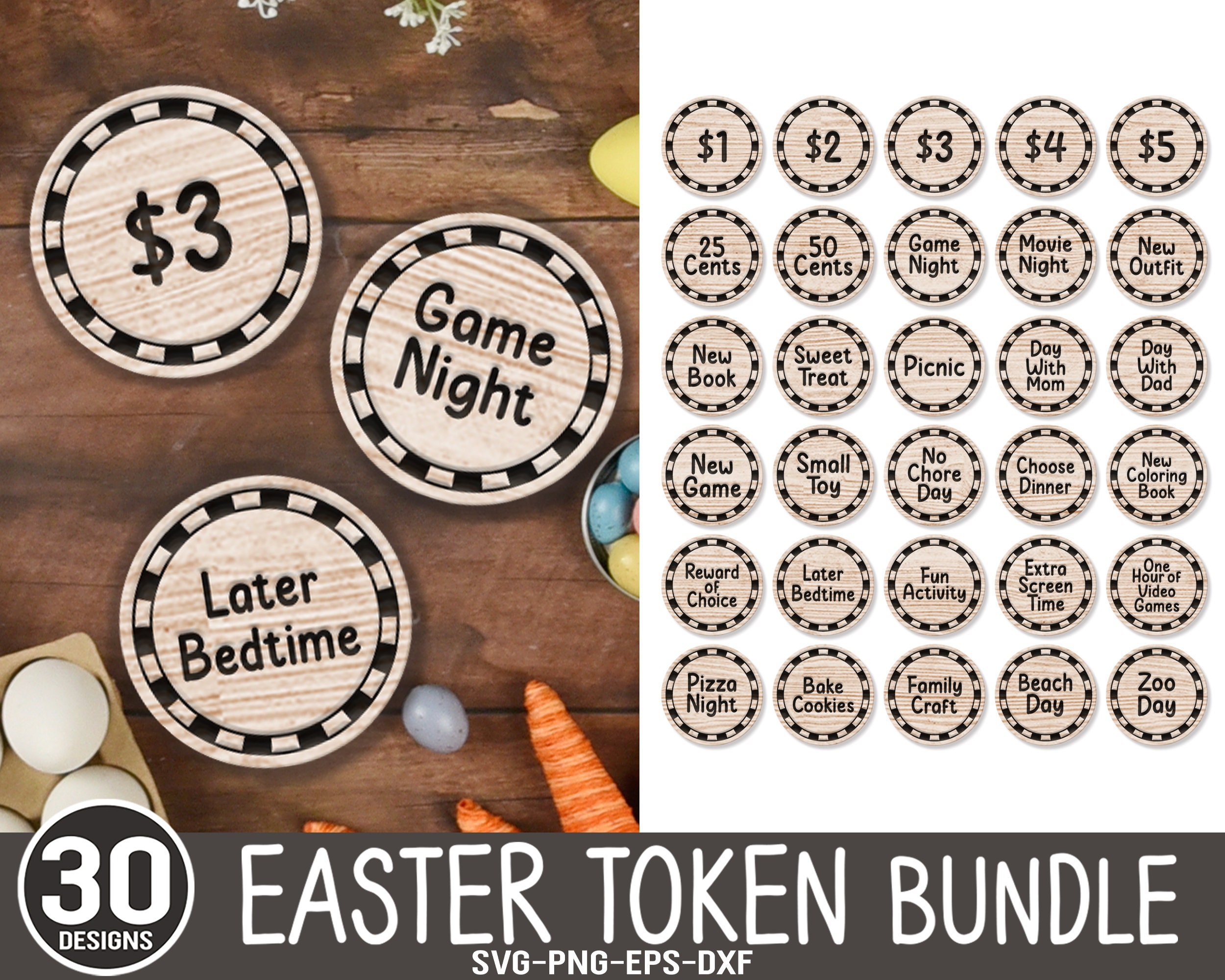 Redeemable Easter Token SVG Kids Easter Laser Files Easter - Etsy