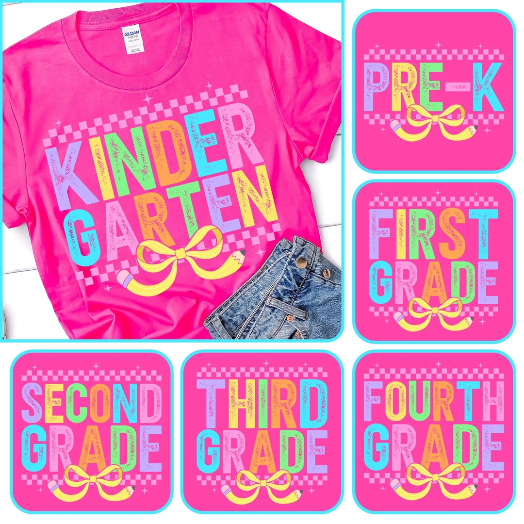 Preppy Back to School Bundle PNG, Coquette First Day of School Png ...