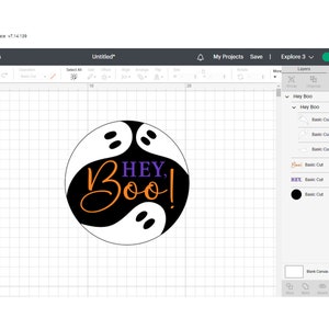 Hey Boo With Ghost Welcome Sign SVG, Halloween Door Hanger SVG, Boo ...