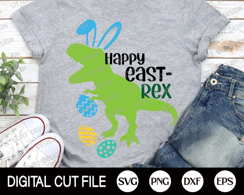 Easter Saurus Rex, Easter Svg, Happy East-rex, Bunny Saurus Svg ...