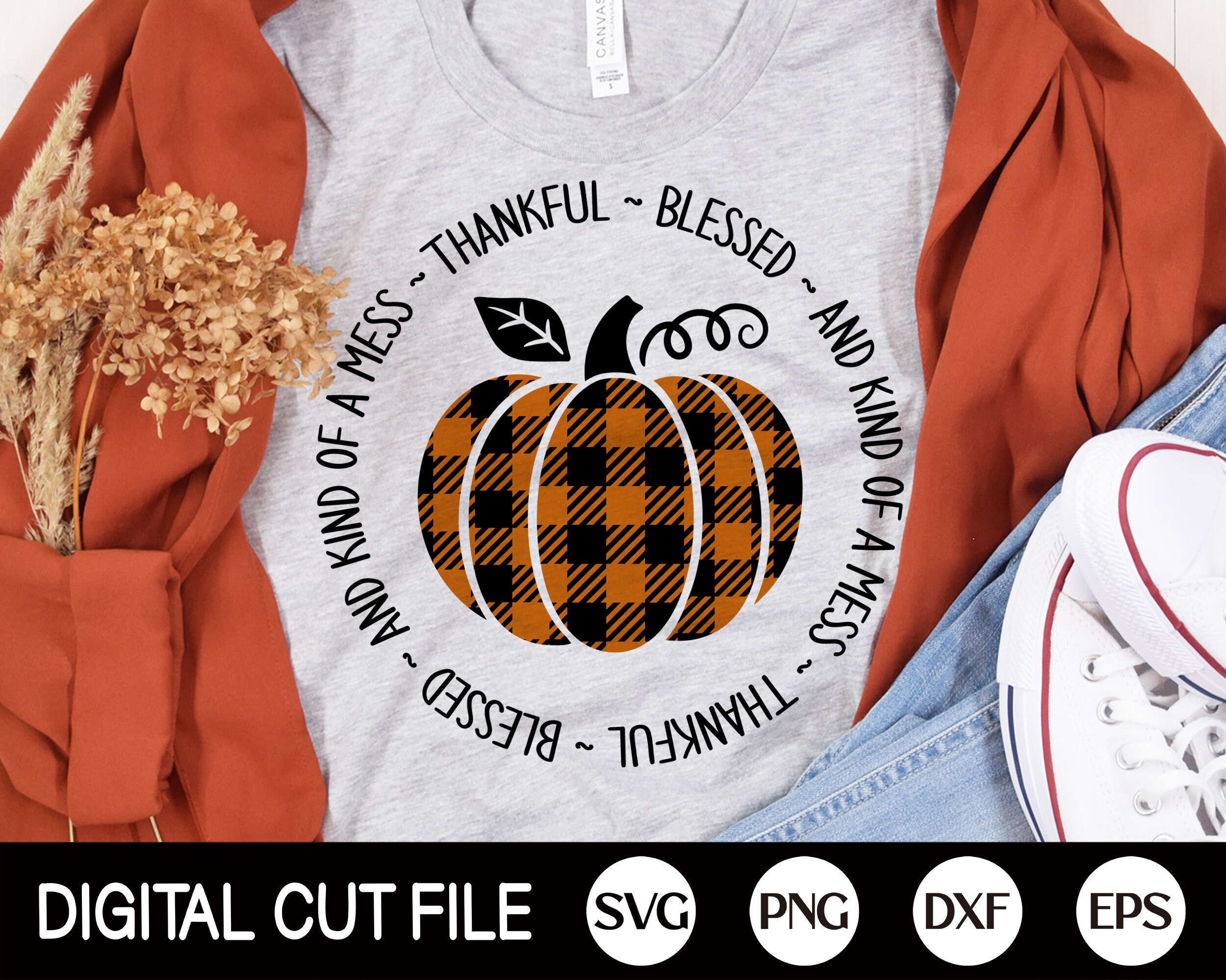 Thanksgiving Svg Pumpkin Svg Thankful Svg Blessed Svg and | Etsy