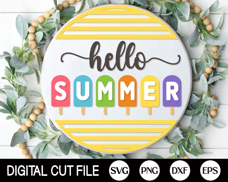 Summer Welcome Sign Bundle Round Door Hanger SVG Summer Sign - Etsy