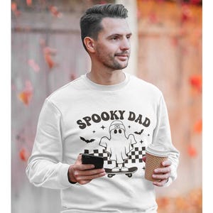 Spooky Dad SVG PNG, Halloween Dad Svg, Distressed Cute Ghost Png, Retro ...