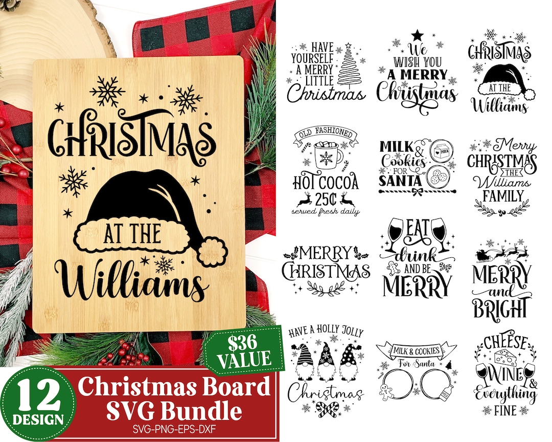 Christmas Kitchen Cutting Board Svg Bundle, Santa Tray SVG, Christmas ...