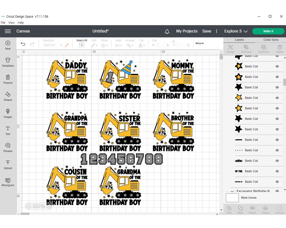 Excavator Birthday Boys SVG, Family Bundle Svg, Construction Svg, Kids ...