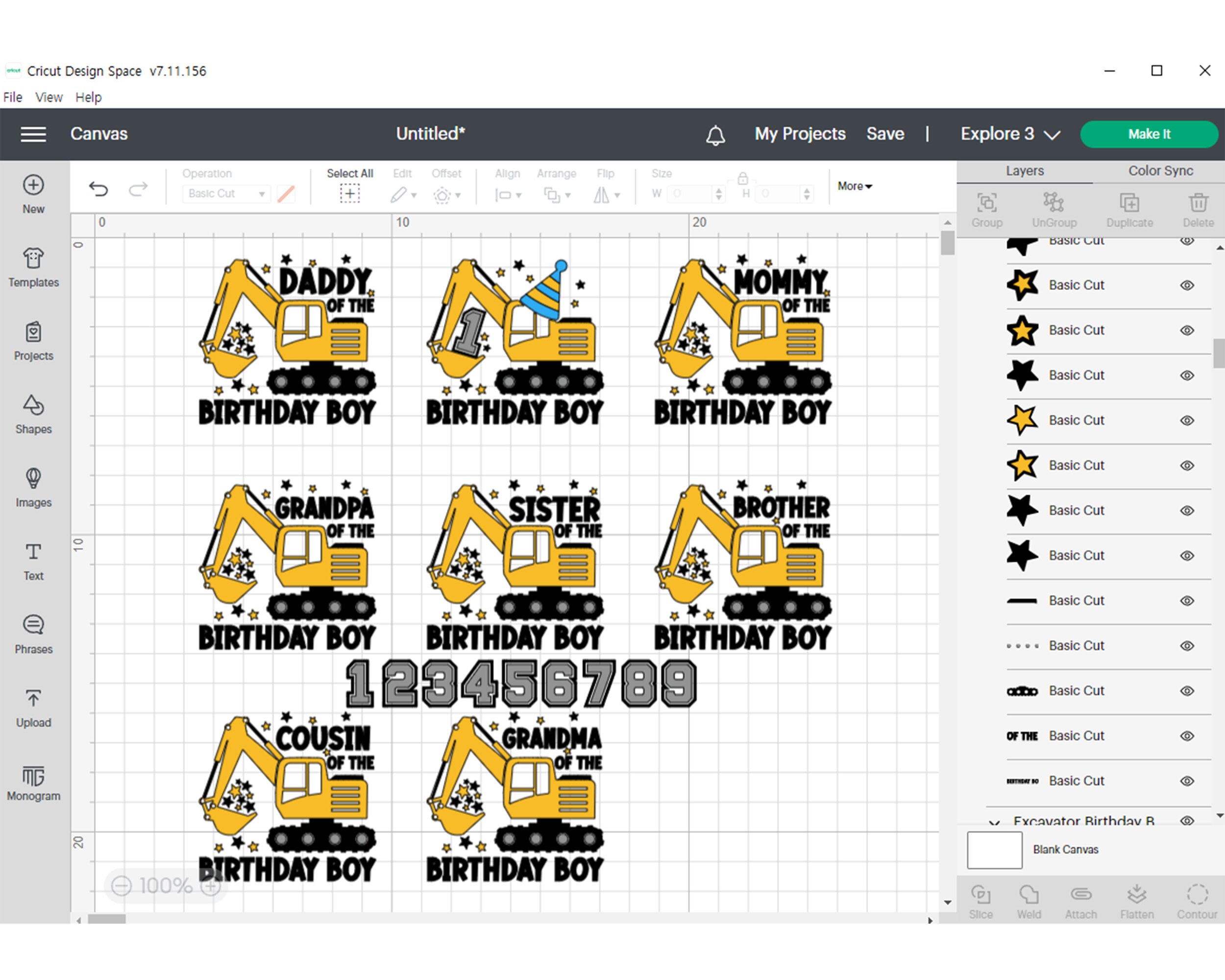 Excavator Birthday Boys SVG, Family Bundle Svg, Construction Svg, Kids ...
