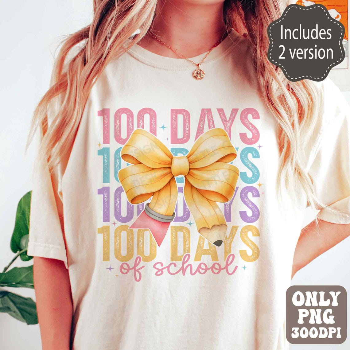 Coquette Bow 100 Days of School Png, Retro 100 Days of School Png ...