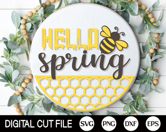 Hello Spring Welcome Sign SVG Round Door Hanger SVG Spring - Etsy