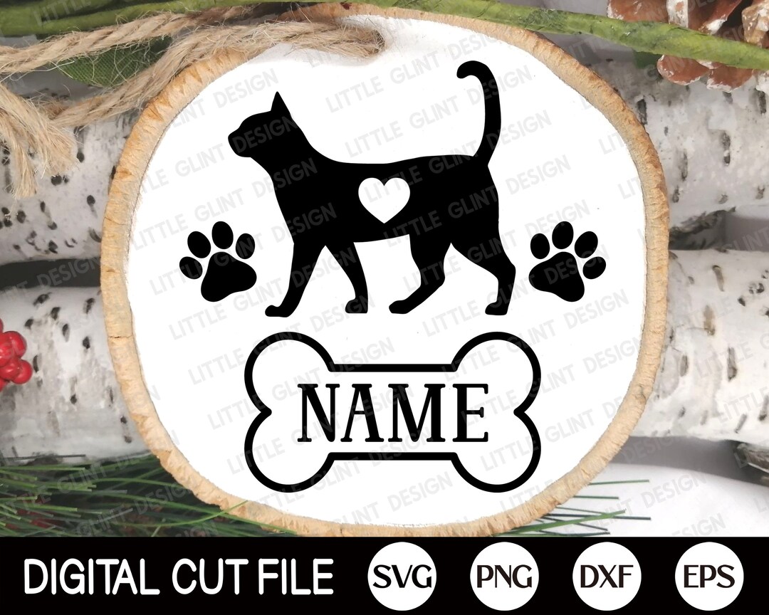 Pet Christmas Ornament SVG, Cat Christmas Monogram, Cat Ornaments Cut ...