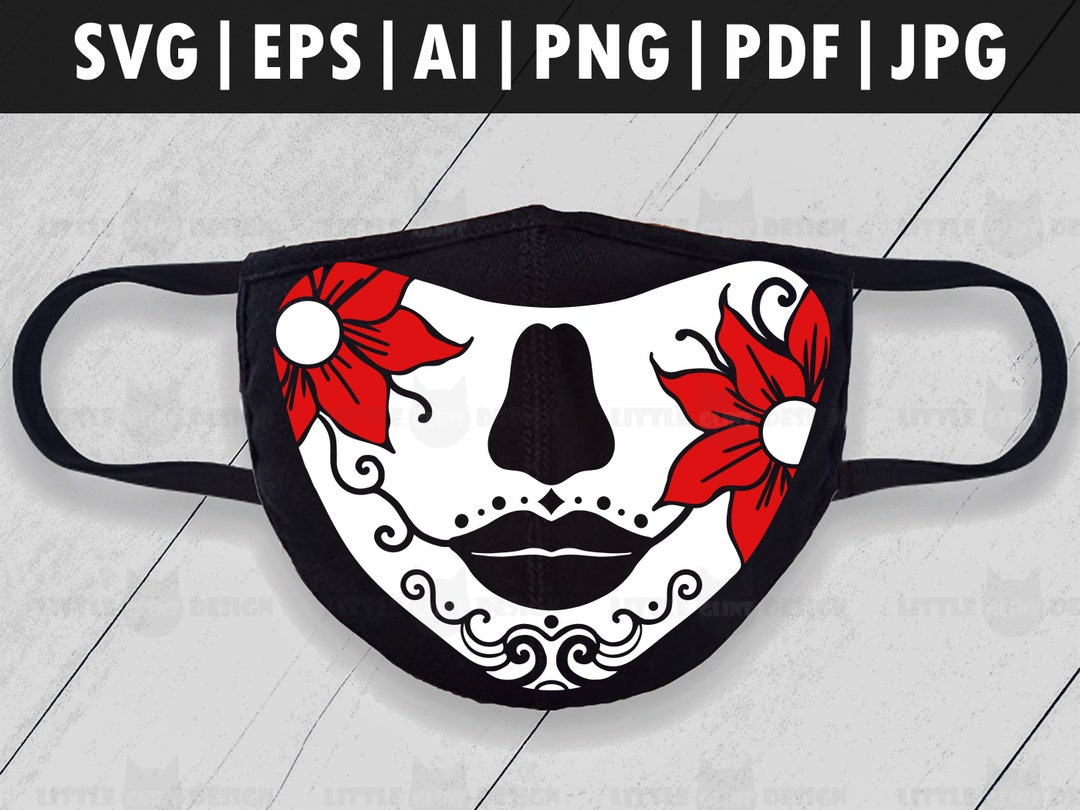 Halloween Flower Mask SVG, Skull Face Mask Svg, Skull Mask Clip Art ...