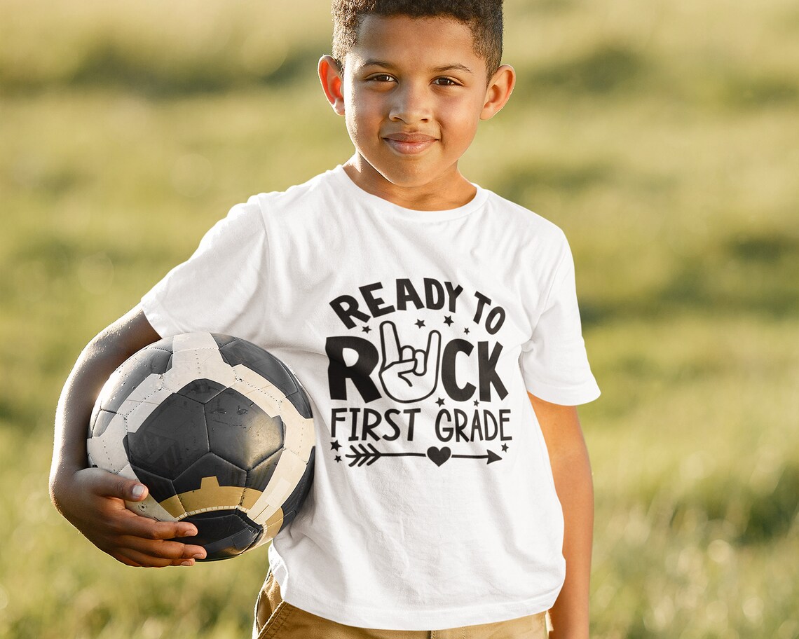 Ready to Rock First Grade SVG, Back to School SVG, School Quote, Boy ...