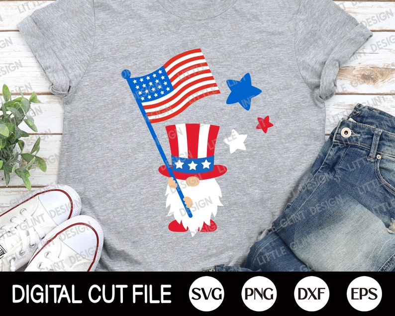 4th of July Gnome Svg, American Flag Gnome Svg, Independence Day ...