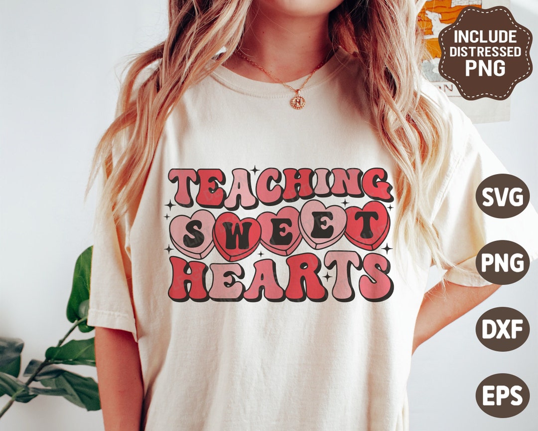 Teaching Sweethearts SVG, Funny Valentine Teacher SVG, Retro Heart Png ...