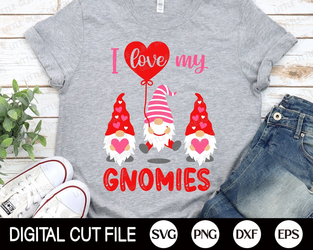 Valentine Gnome SVG, I Love My Gnomies, Gnomes Png, Valentine Hearts ...
