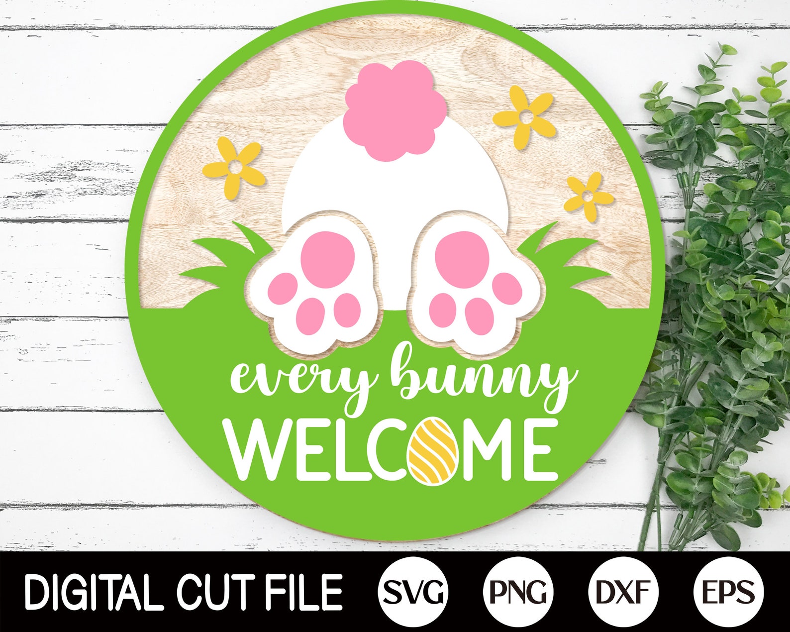 Easter Welcome Sign Bundle, Round Door Hanger SVG, Easter Sign Svg ...