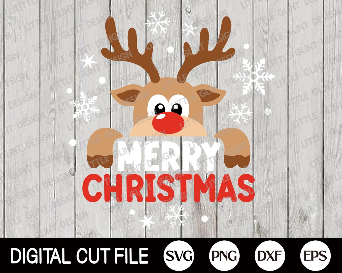 Merry Christmas Reindeer SVG Round Christmas Sign Svg Kids - Etsy